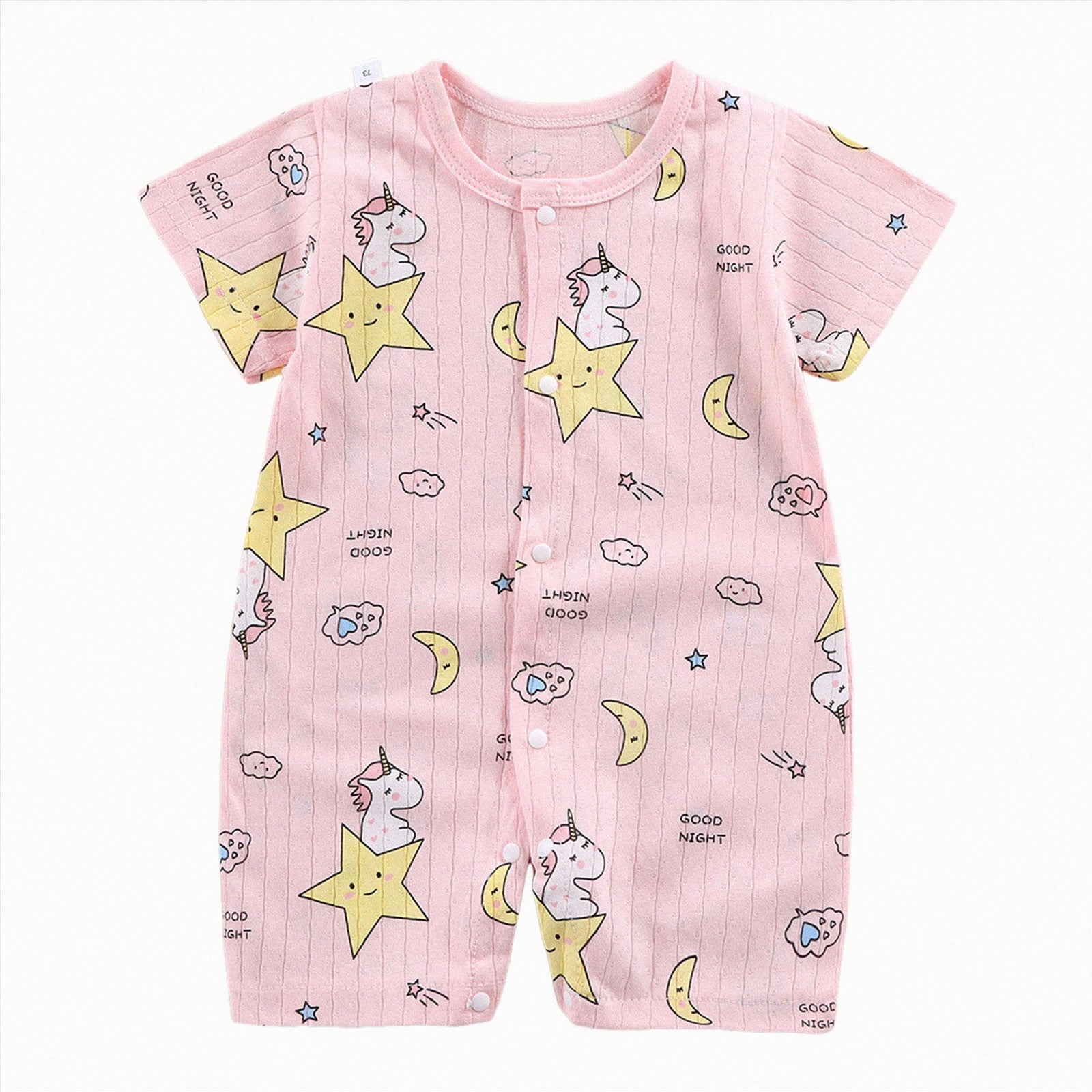 Baby Children Unisex Short Sleeve Jumpsuit Romper Toddler Soft Pajamas ...