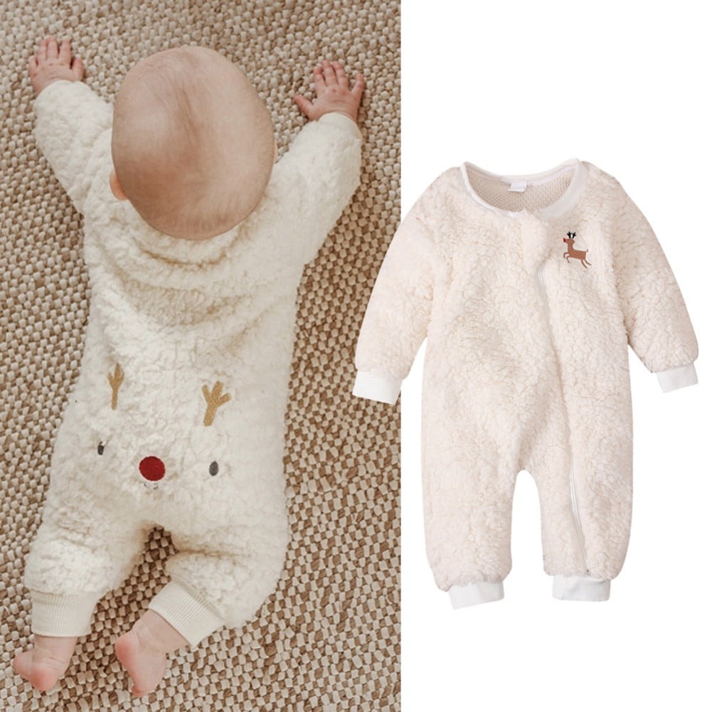 Baby Christmas Elk Plush Onesie Crawl Suit Infant Romper Jumpsuit ...