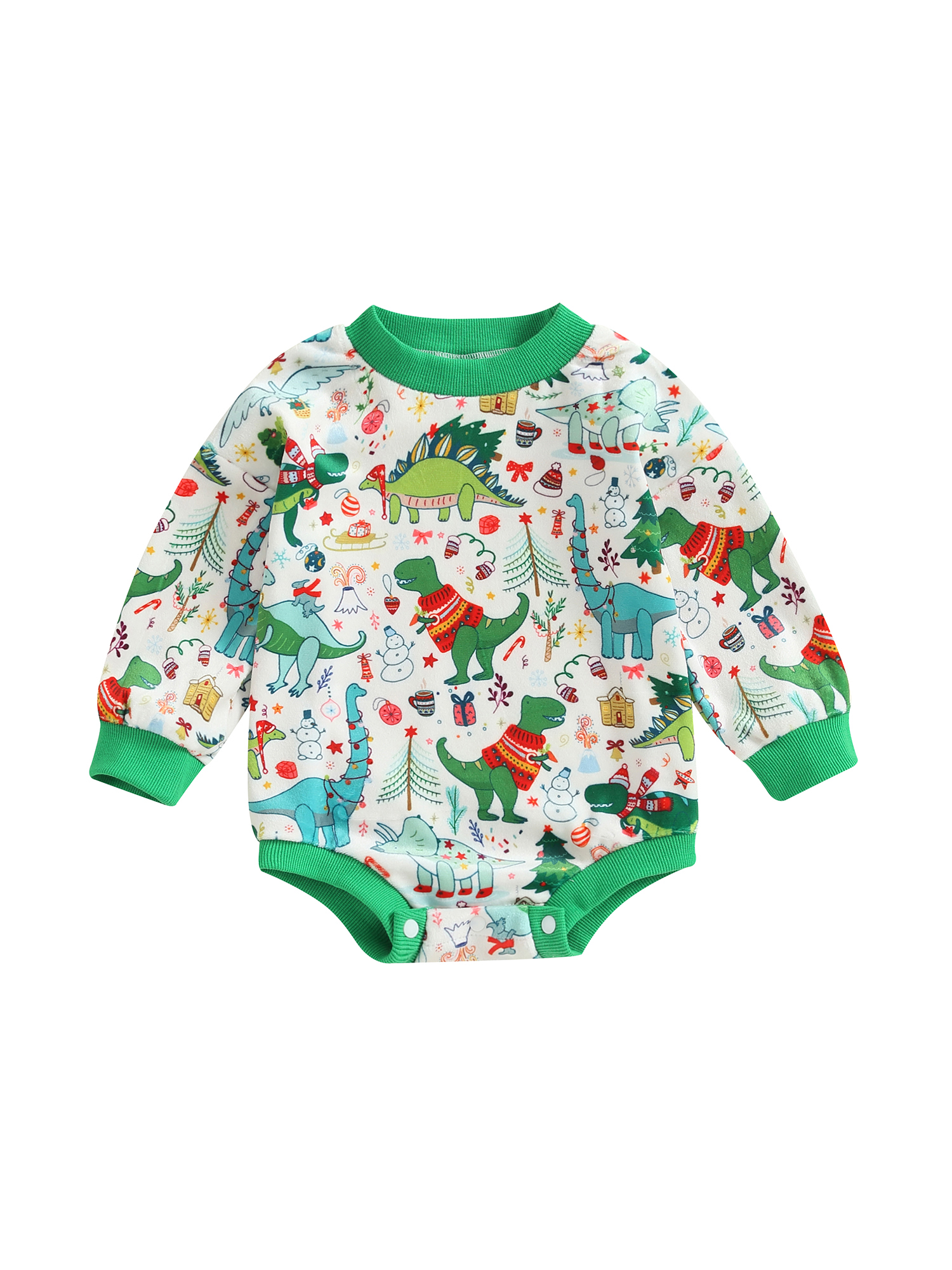 Baby Christmas Romper Winter Long Sleeve Cartoon Graphic Bodysuit ...