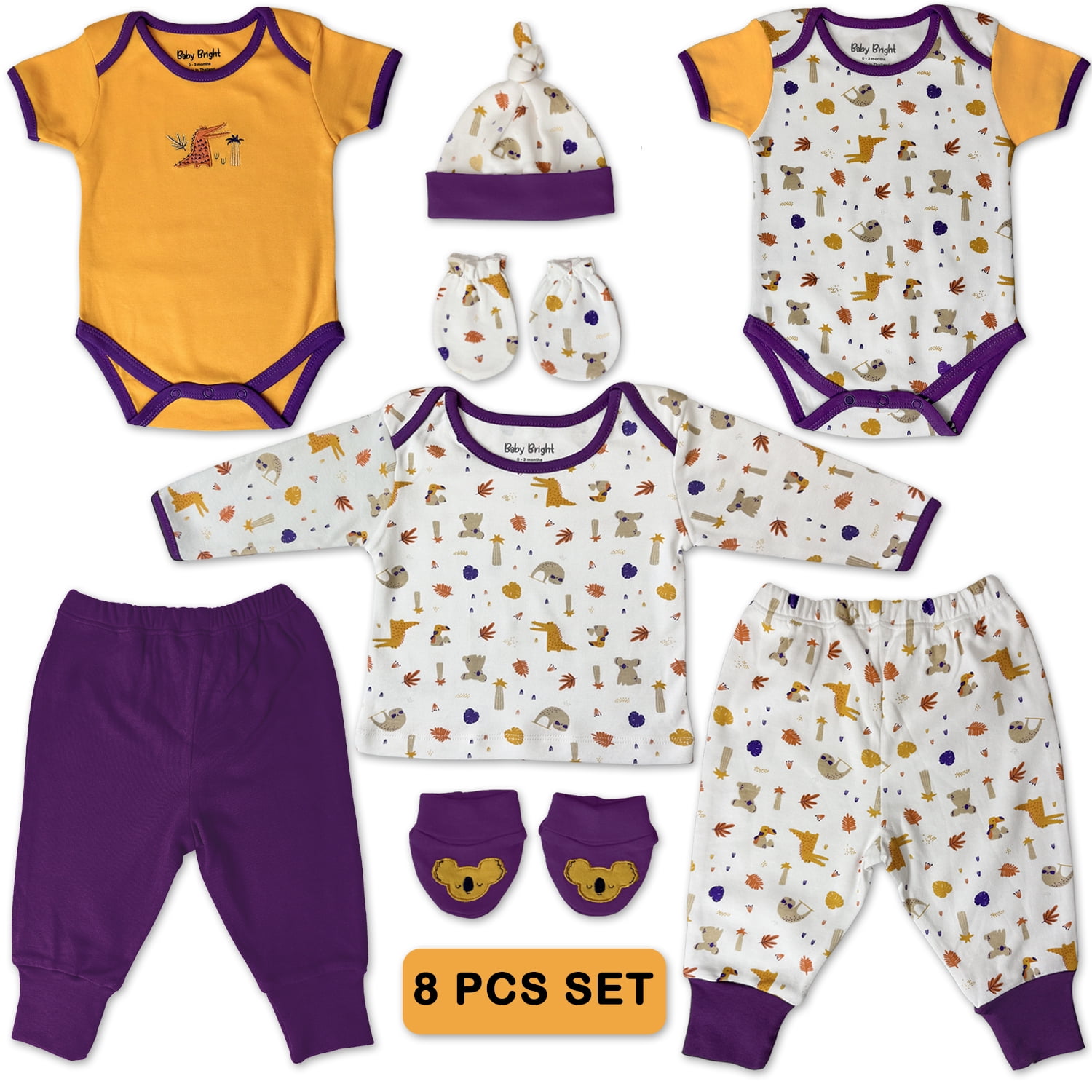 Baby Bright Newborn Layette Essentials, Baby Boy Outfit Gift, 8-Piece ...