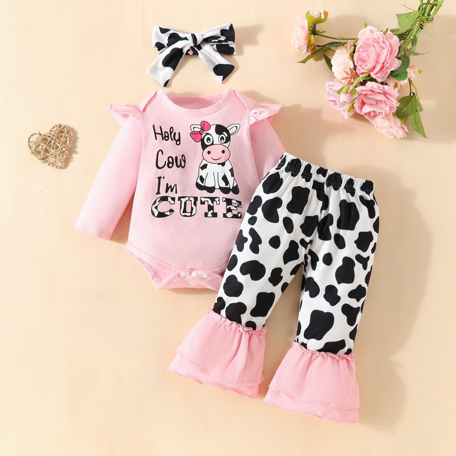 Baby Clothes for Girls, Fall Winter Outfit Newborn Infant Ruffle Romper ...