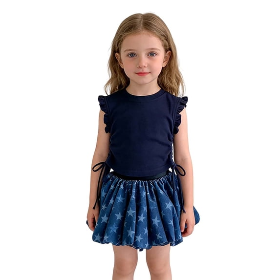 Baby Clothes for Girls Floral Print Top and Skirt Casual Ruffle 2 Piece ...