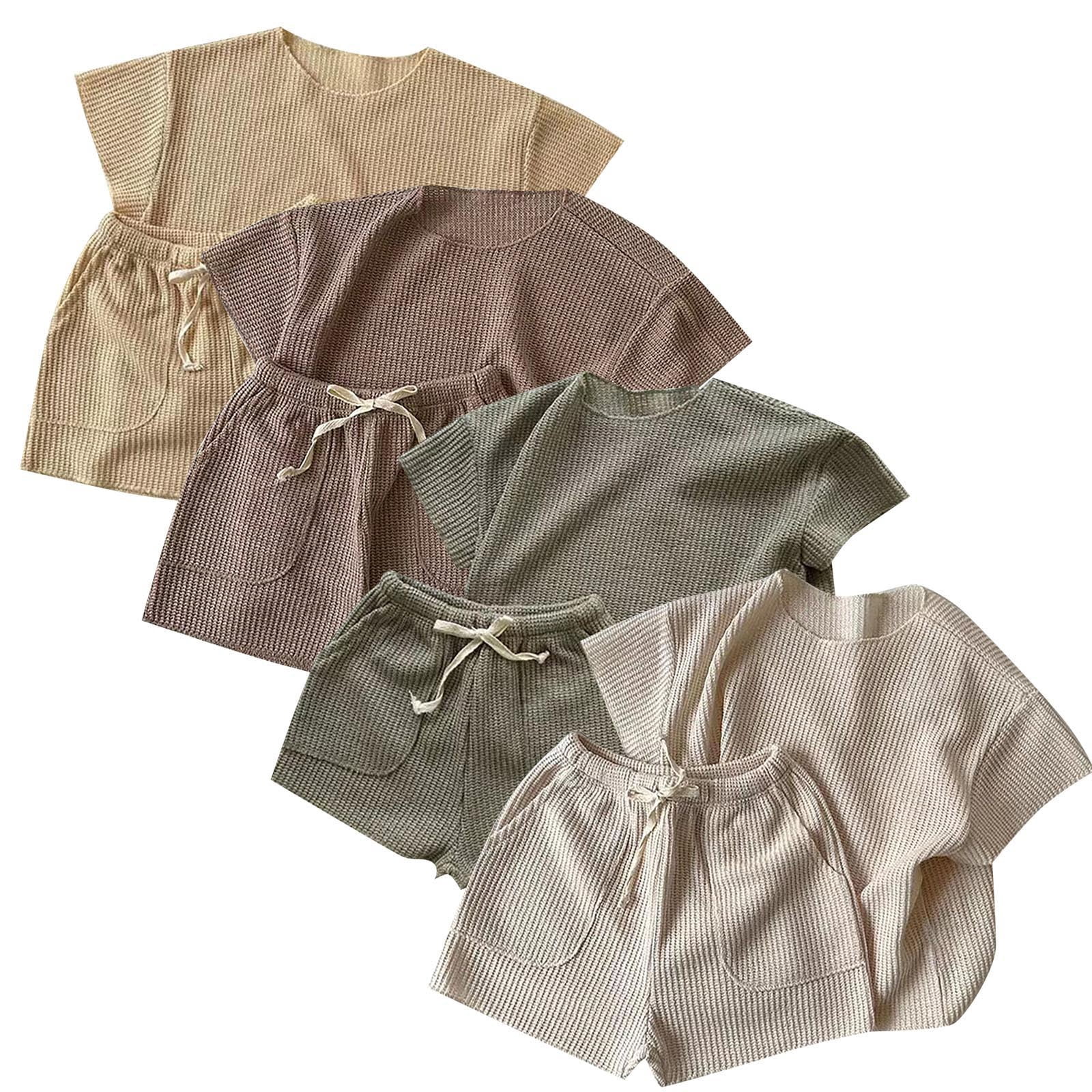 Baby Clothes for Girls Loose Knit Short Sleeve Top and Shorts Casual 2 ...