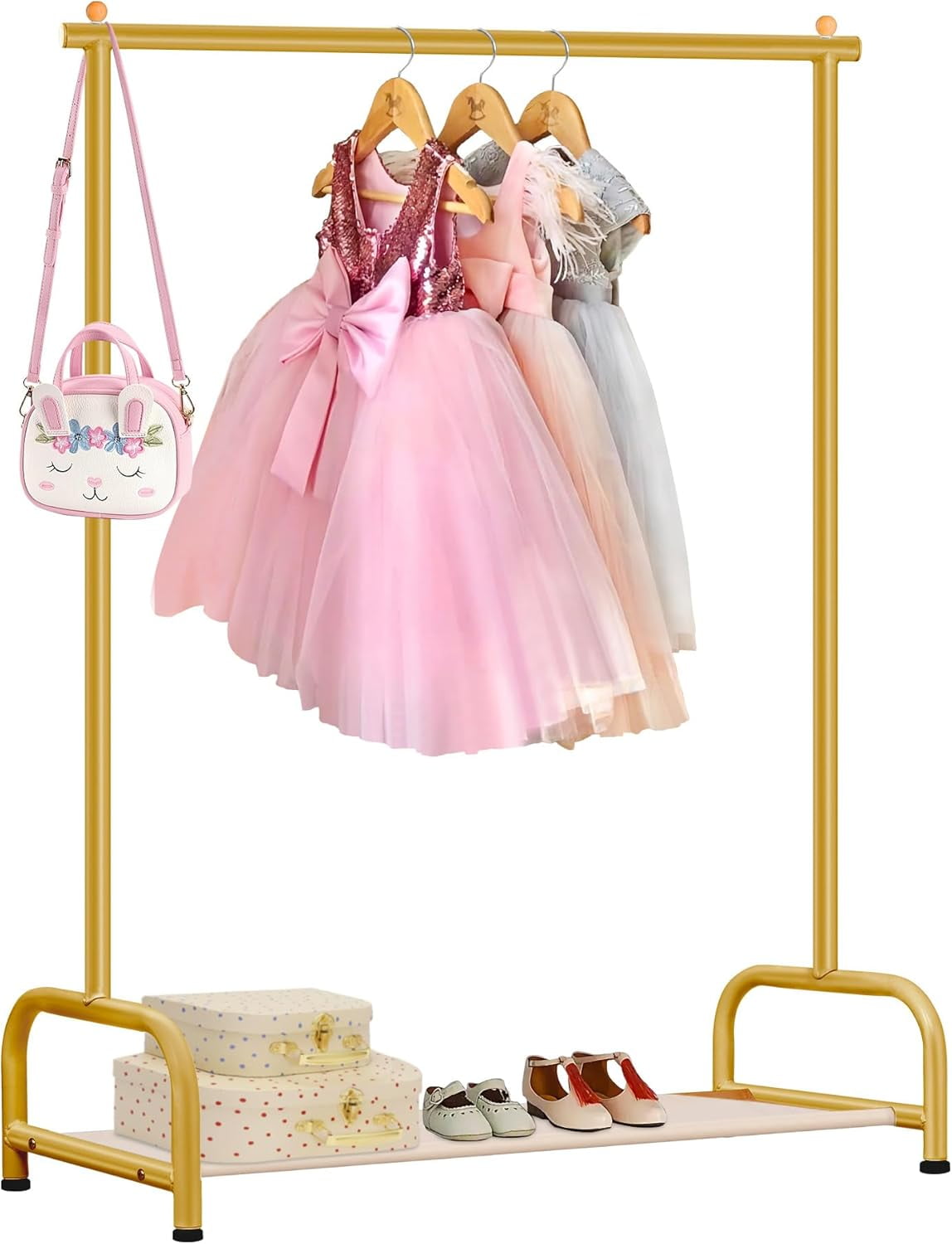 Baby Clothing Rack, Small Kids Clothes Rack with Bottom Storage Shelf ...