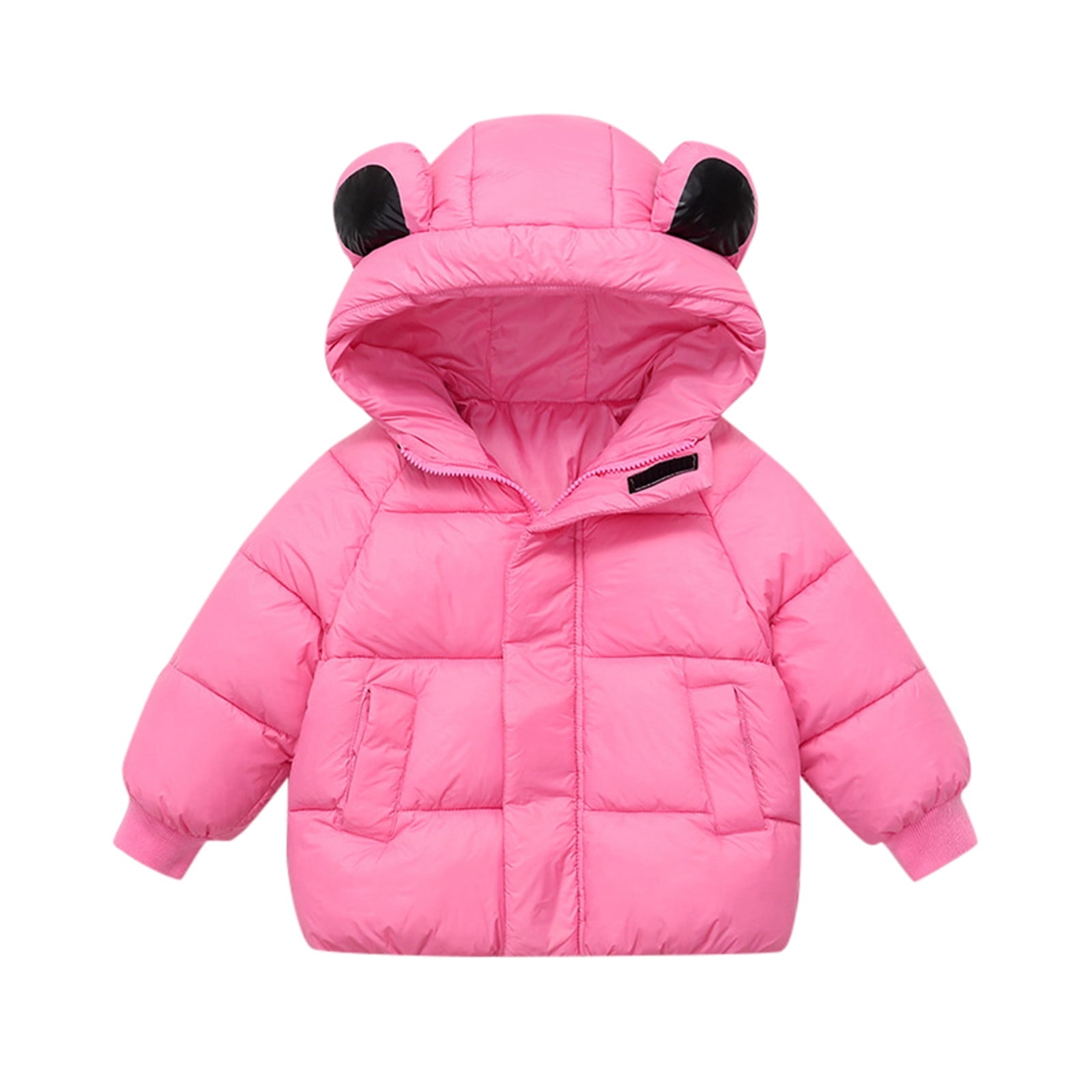 Baby Coat Boys Girls Solid Color Thick Down Hooded Jacket Zipper ...