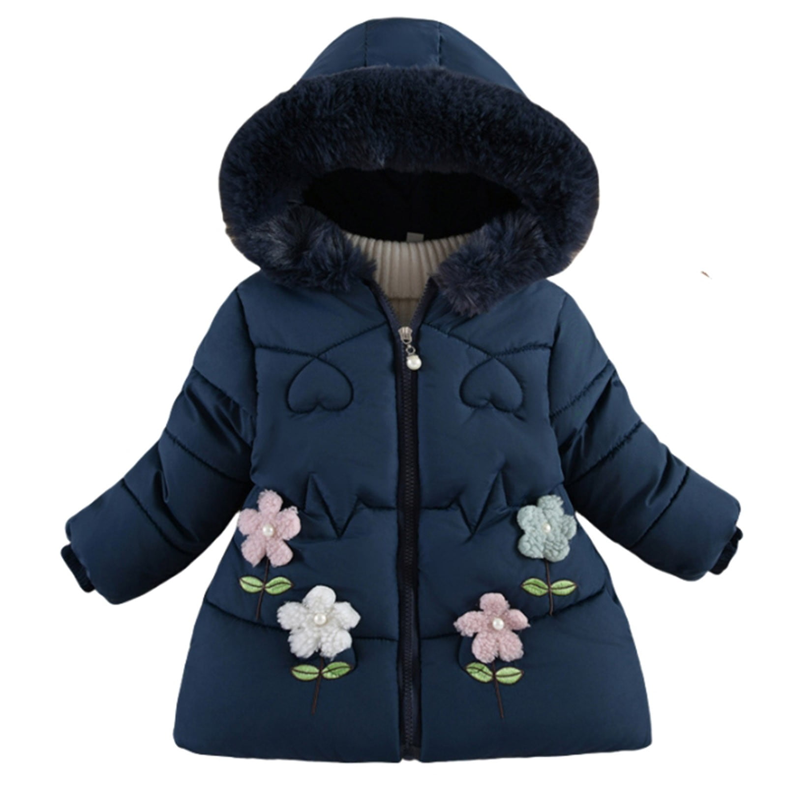 Girls Coats Winter Full Zip Up Jackets Long Sleeve Hooded Casual ...
