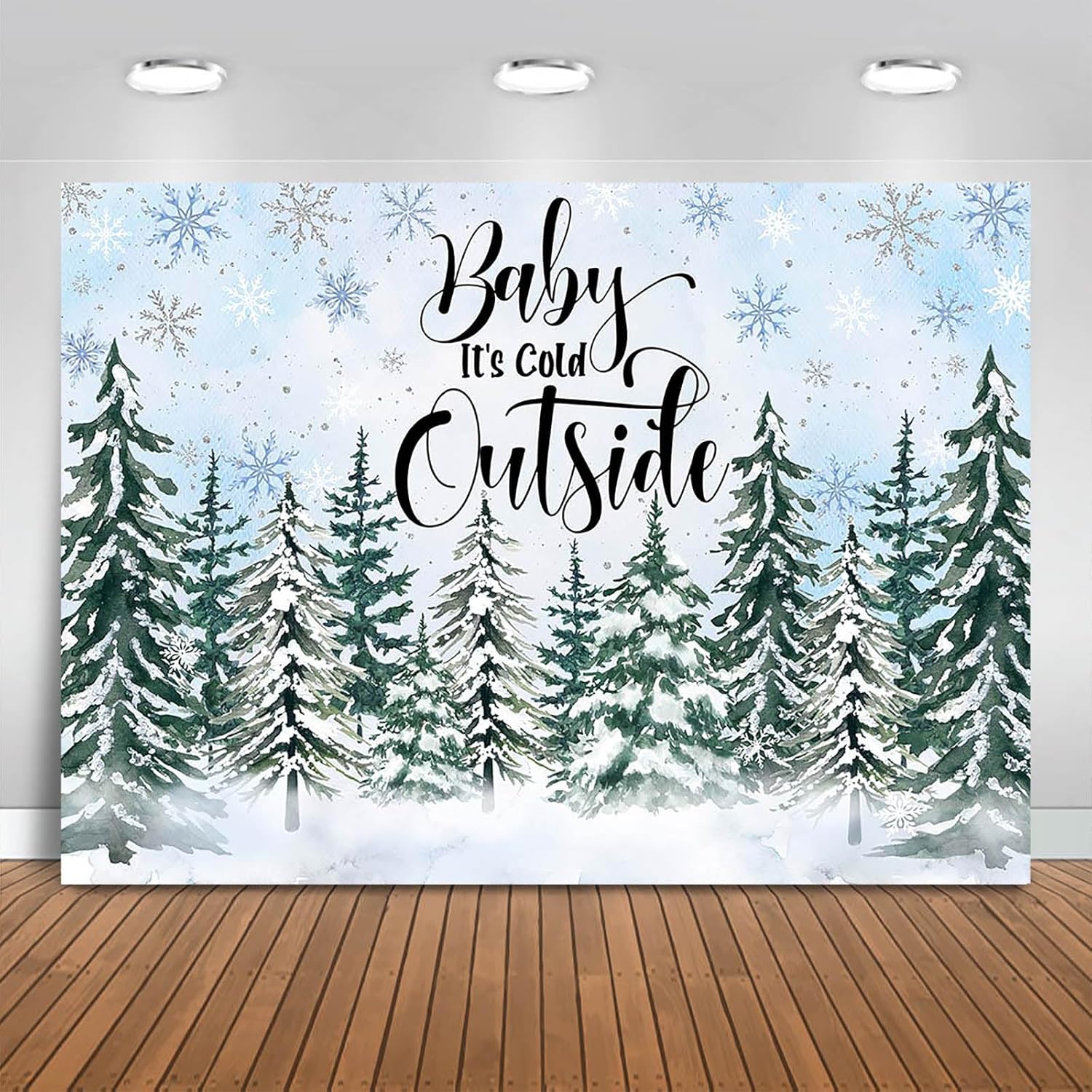 Baby It's Cold Outside Backdrop Snowy Forest Baby Shower Photography ...