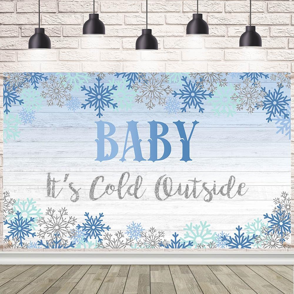 Baby It's Cold Outside Backdrop Winter Boy Newborn Baby Shower ...