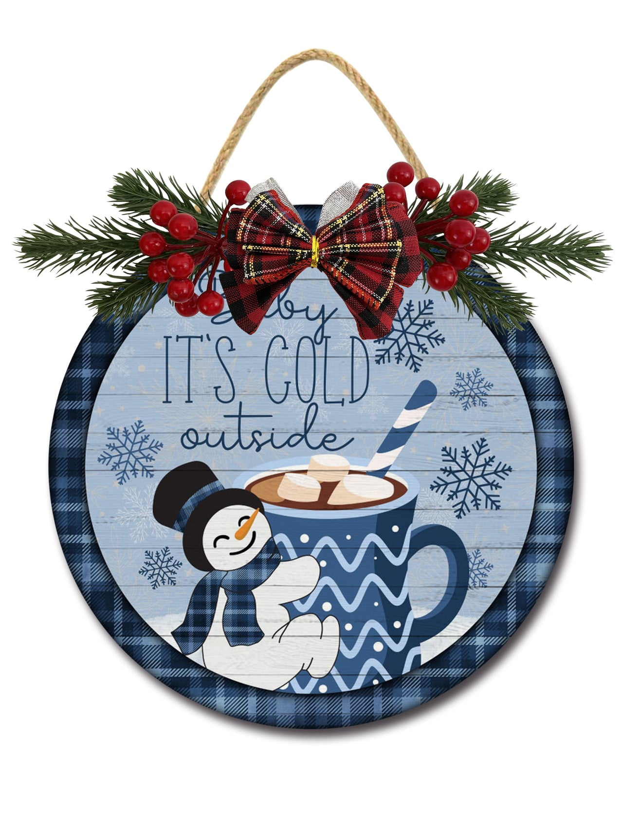 Baby It's Cold Outside Sign Front Door Porch Decorations, Round Rustic ...