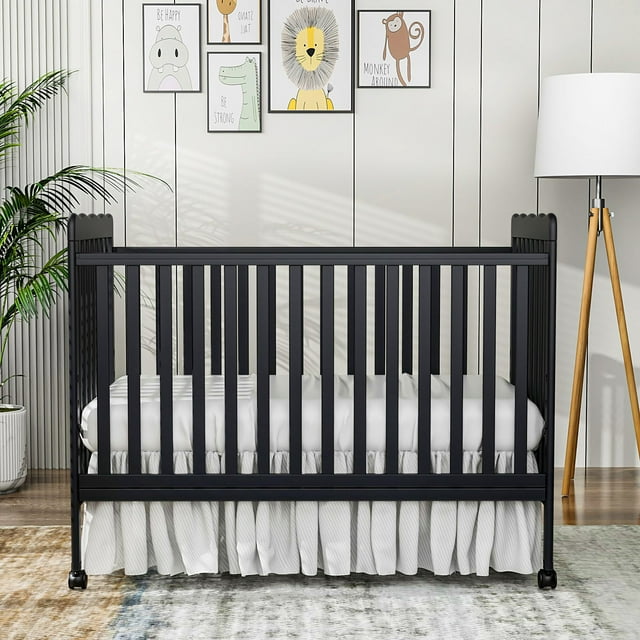 3-in-1 Adjustable Baby Convertible Crib, Toddler Bed, Pinewood with ...