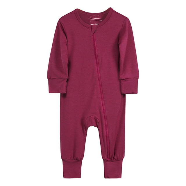 Baby Cotton Rompers Footless Pajamas Zipper Long Sleeve Sleeper Jumpsuit Warm Baby Clothes 12 ...