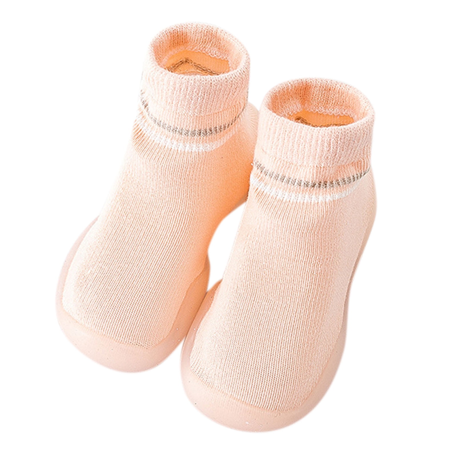 Baby Cotton Sock Shoes Non Skid Soft Rubber Sole Sock Shoes Boys Girls ...