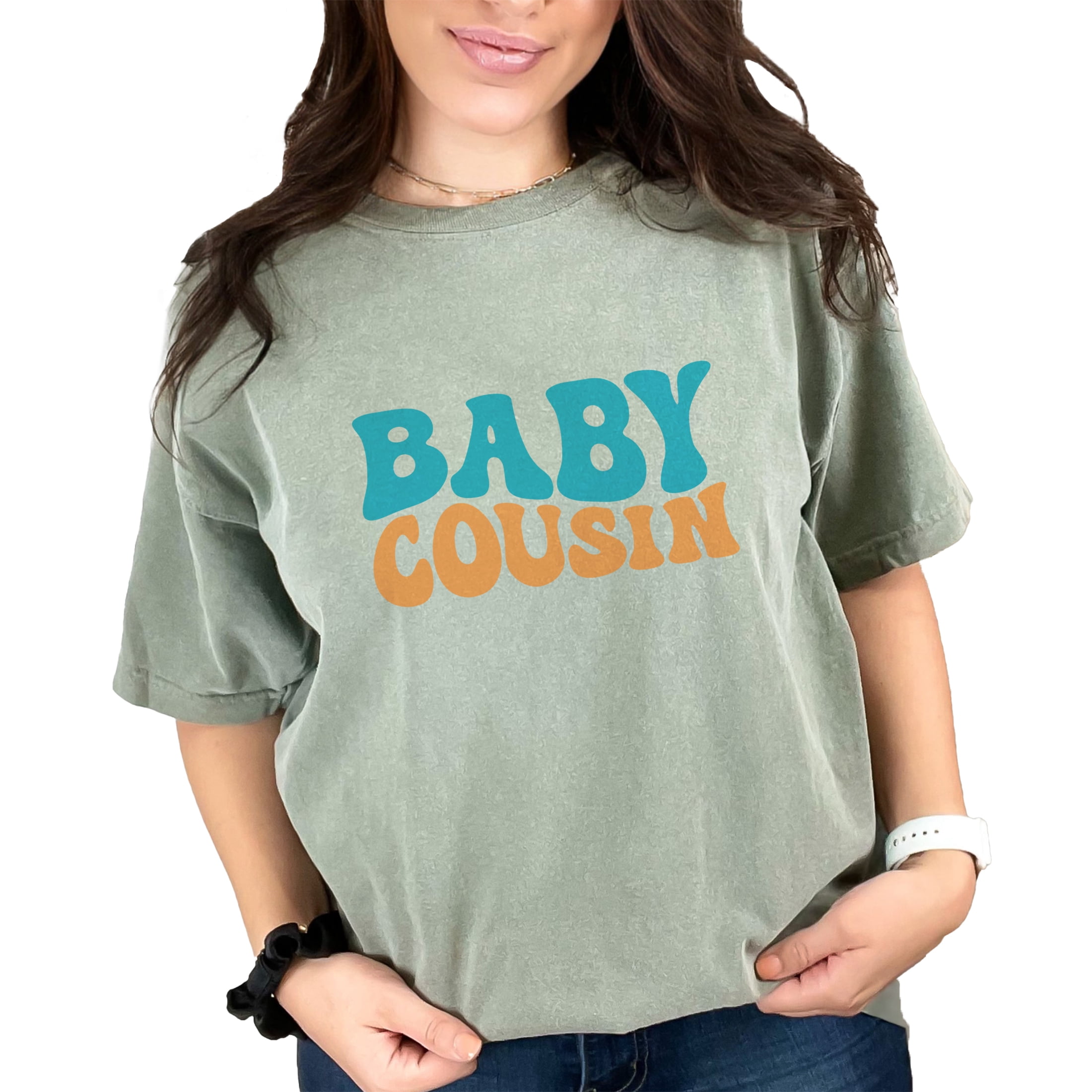 Baby Cousin, Name for Younger Cousins, Groovy Retro Wavy Text, Moss ...