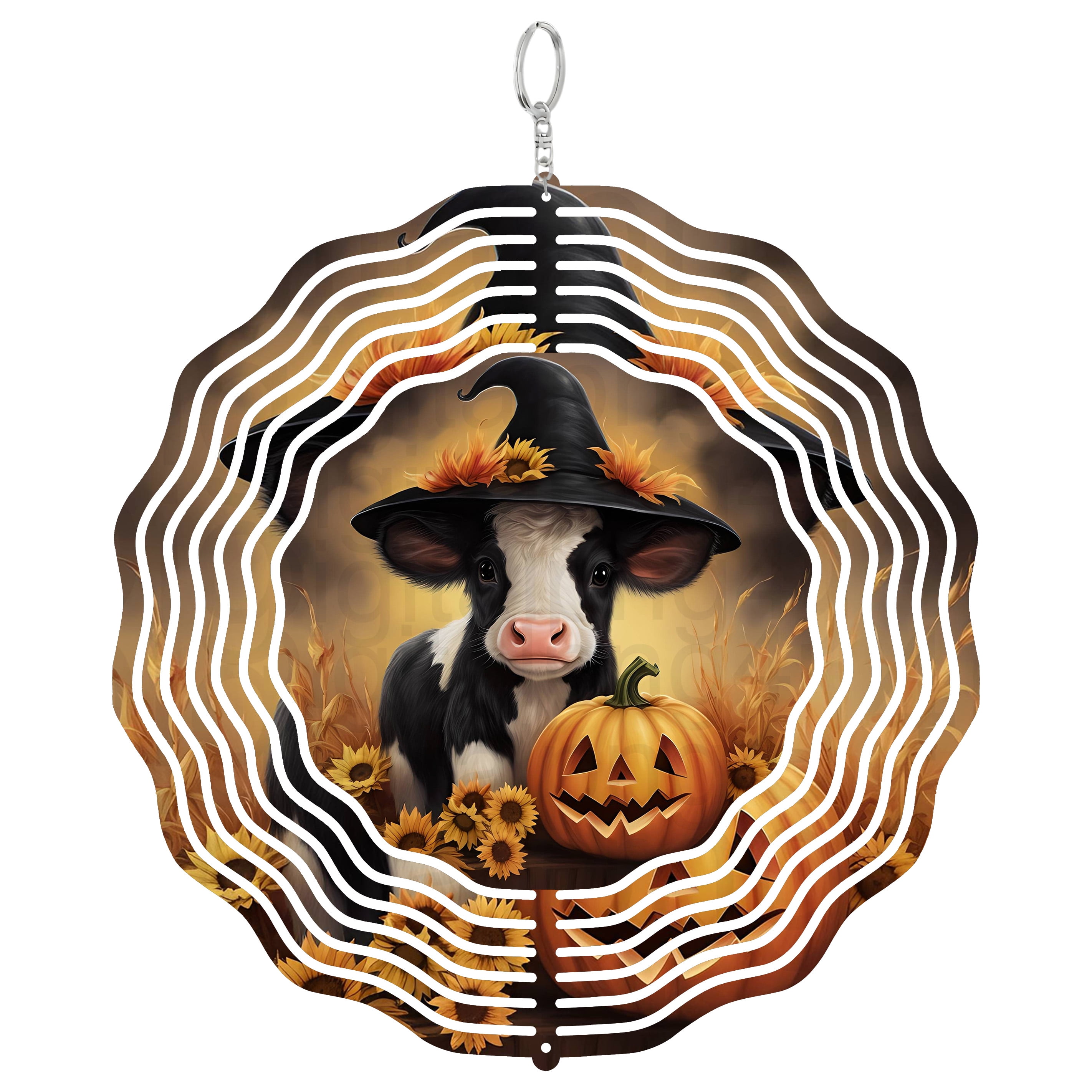 Baby Cow Witch Halloween 3D Wind Spinner Kinetic Hanging Garden Decor ...
