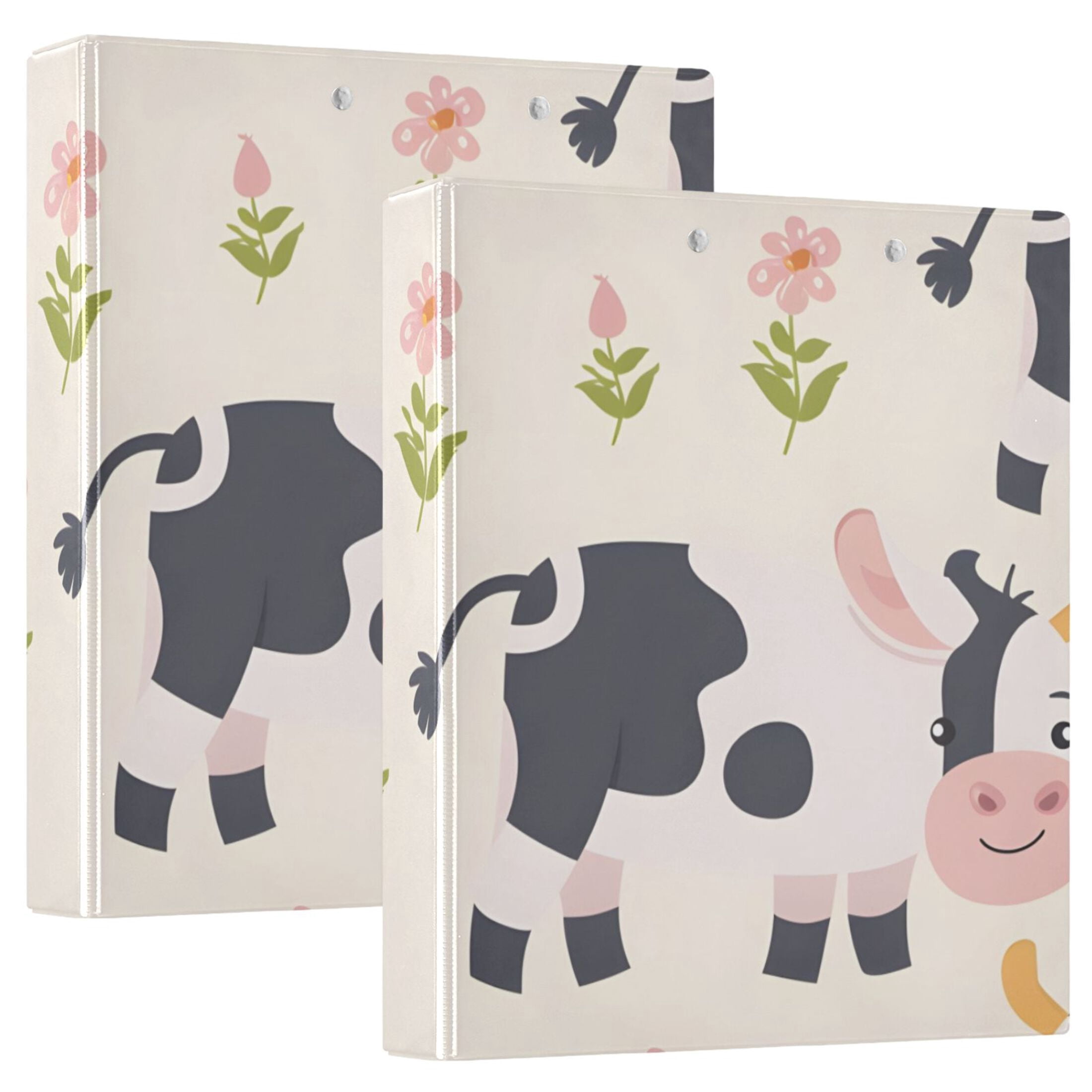 Baby Cows Flowers 3 Ring Binders 1.5 inch Hardcover File Folders with ...