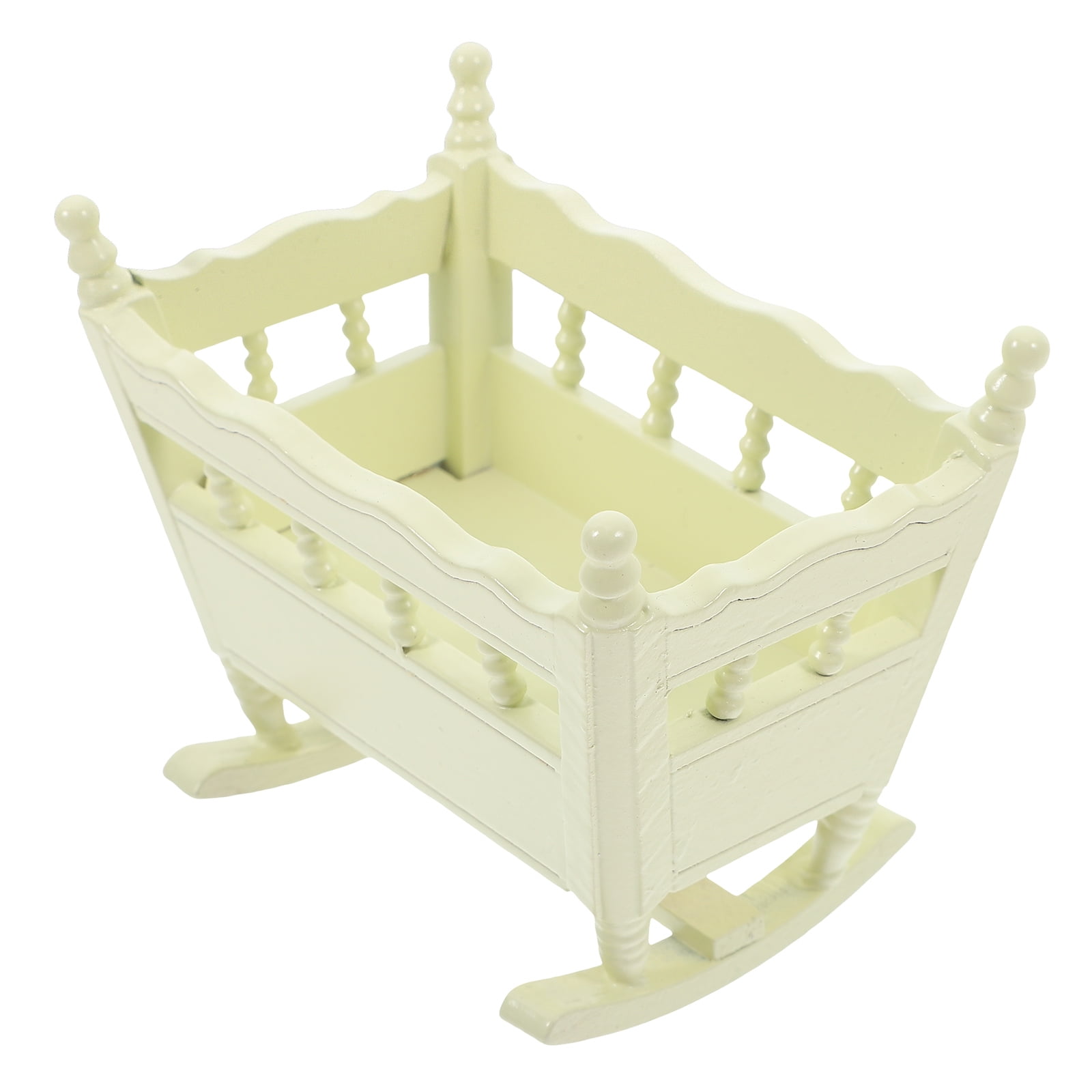 Baby Cradle Wooden Doll Bed Mini House Bed Baby Bassinet Light Green ...