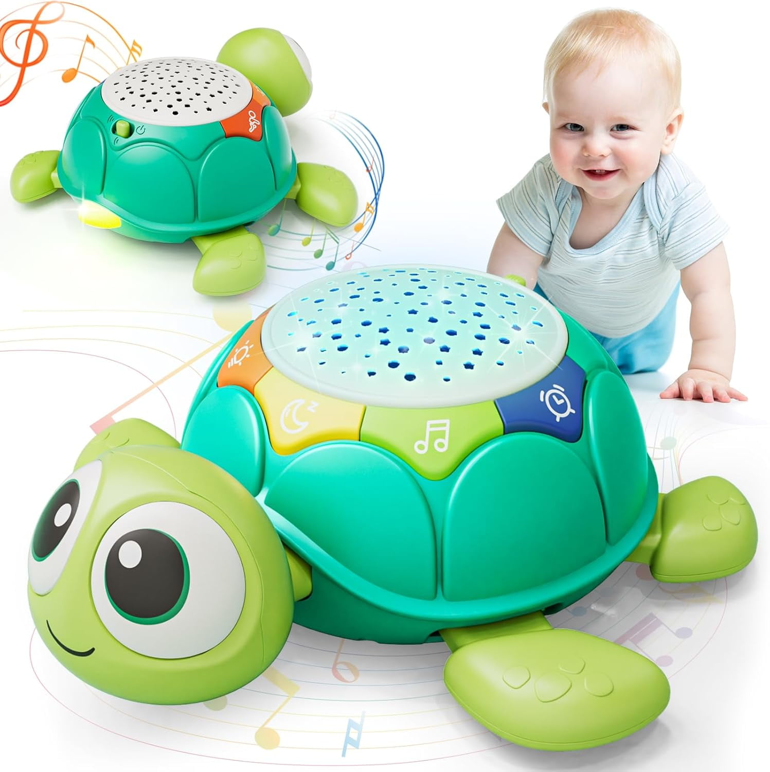 Baby Crawling Turtle Toy with Lights & Music, Sensory Learning Walking ...
