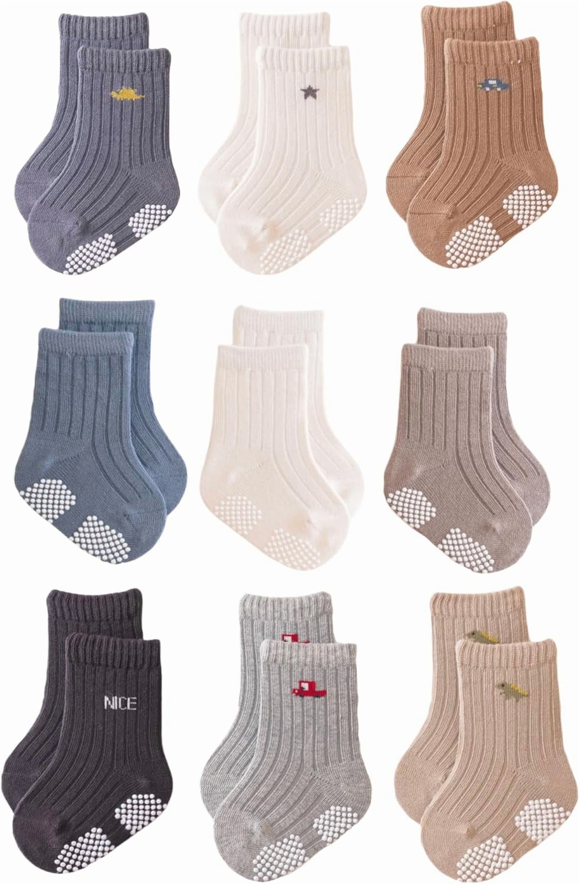 Baby Crew Socks,Grips Combed Cotton Socks Toddler Non-Skid for Girls ...