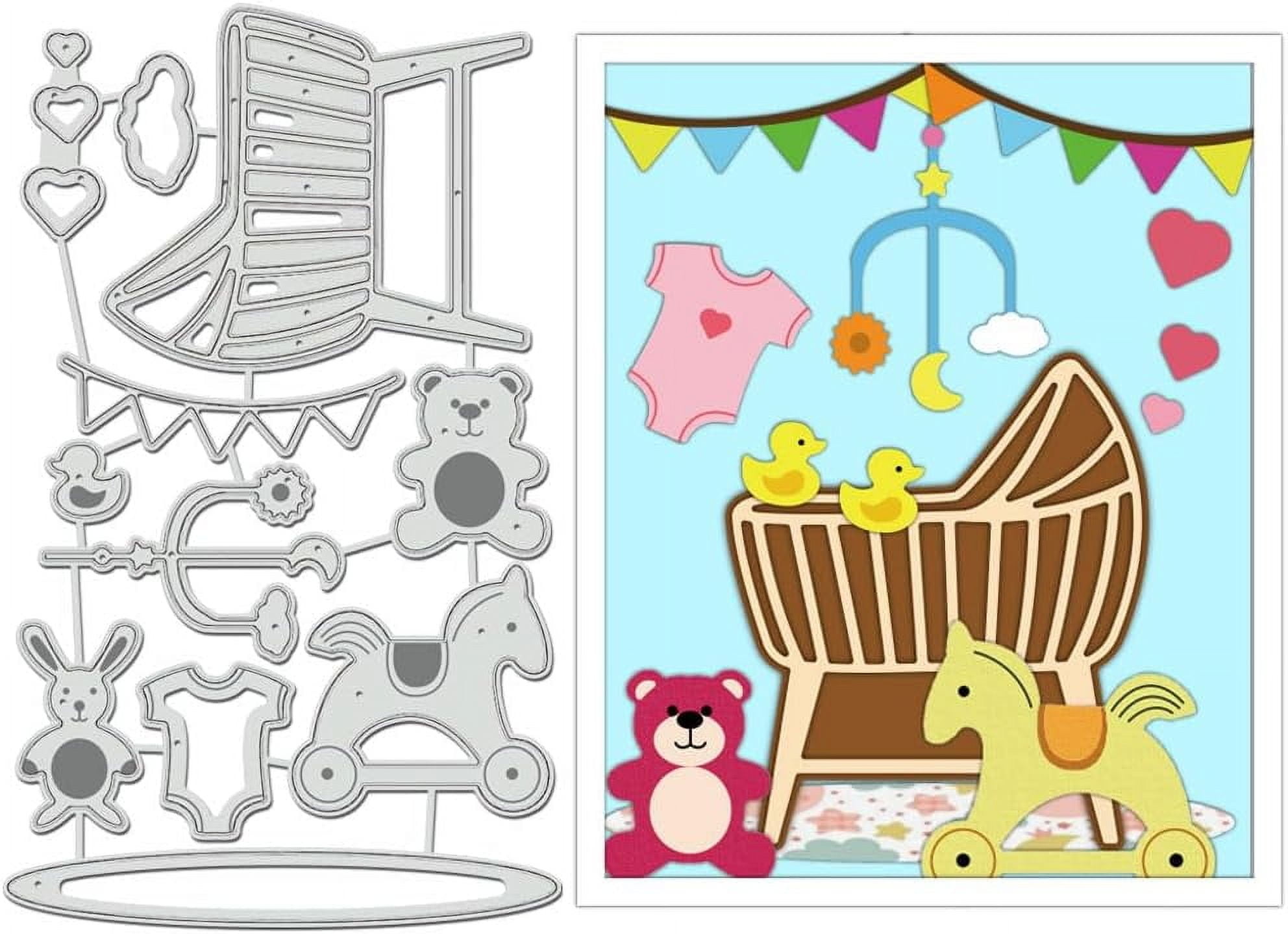 Baby Crib Cutting Dies Rabbit Bear Colorful Flag Metal Die Cuts ...