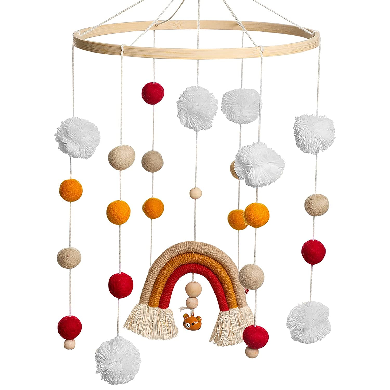 Baby Crib Mobile - Boho Rainbow Baby Wooden Crib Mobile Felt | Colorful ...