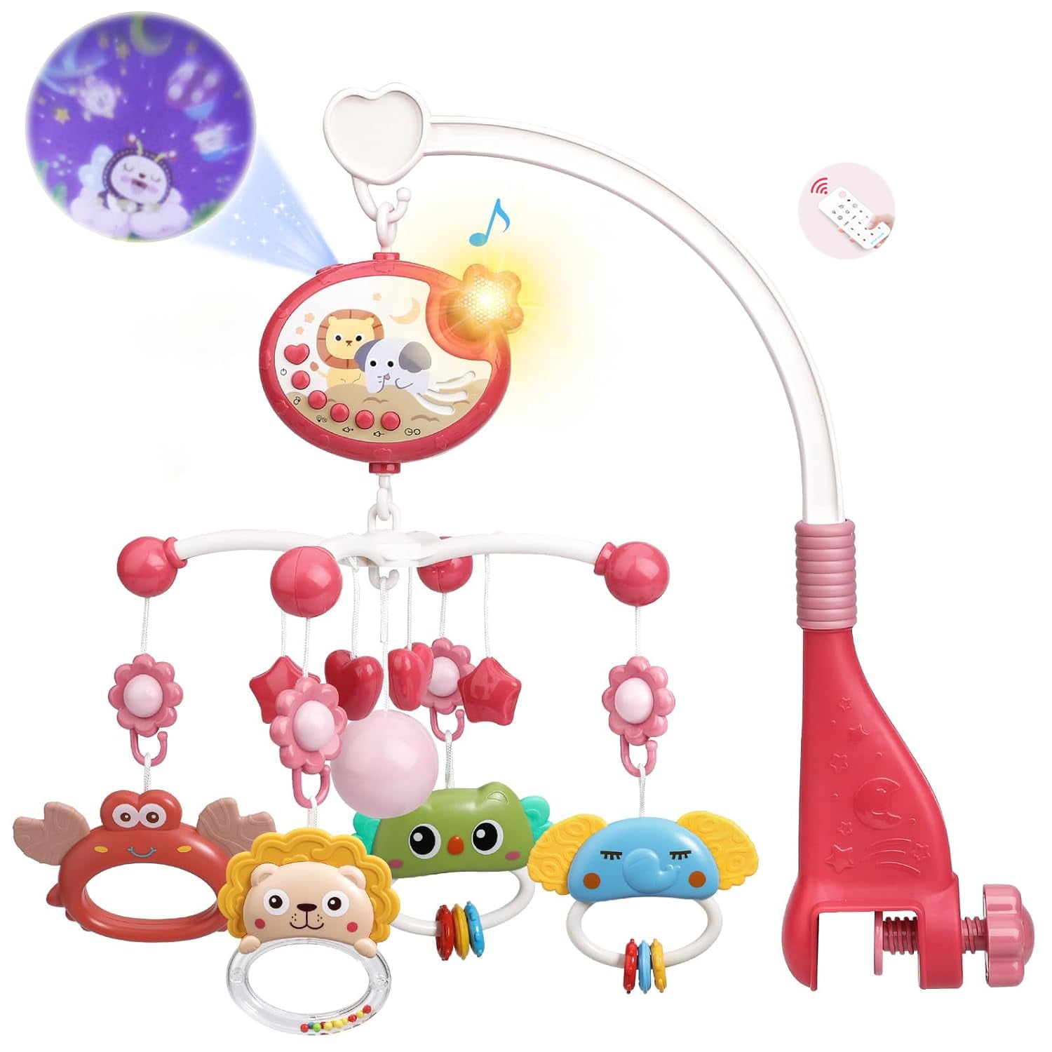Baby Crib Mobile with Music and Lights,360°Rotation Remote Control ...
