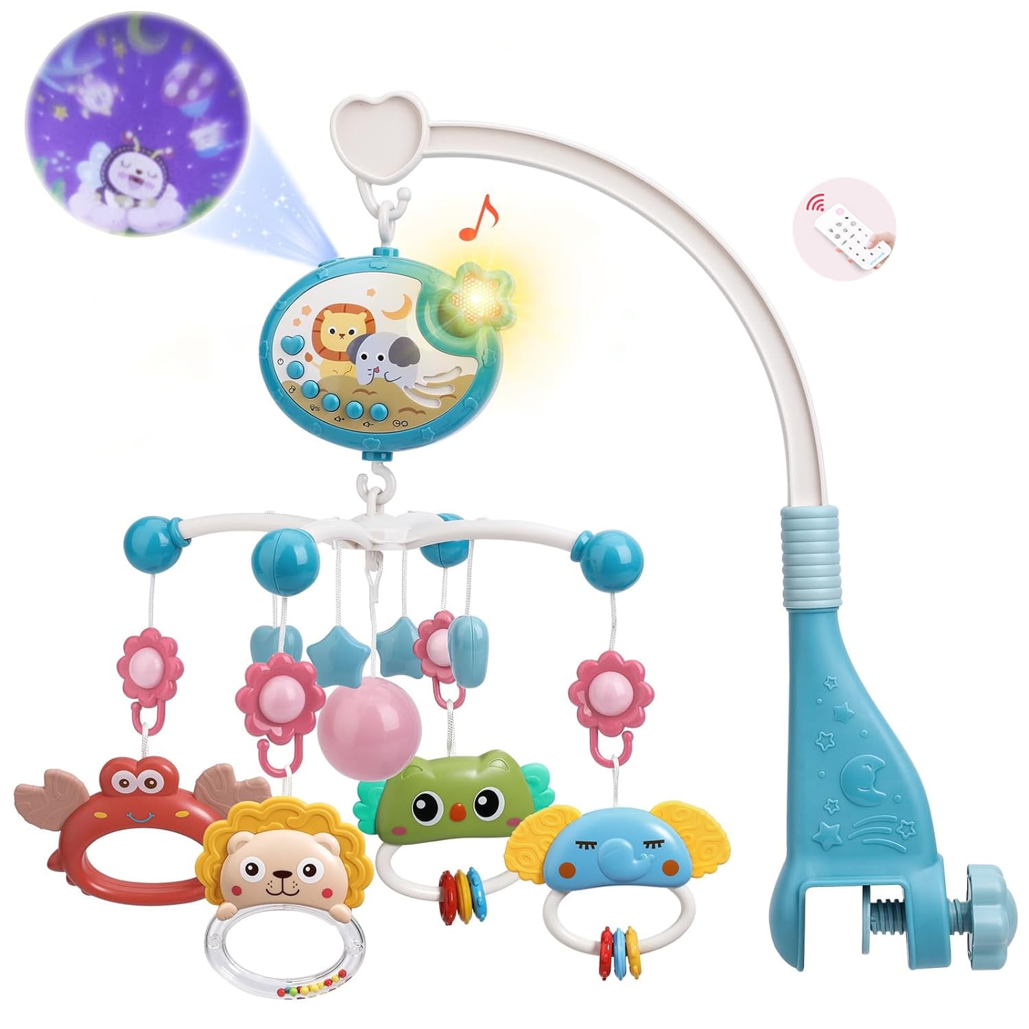 Baby Crib Mobile with Music and Lights,360Â°Rotation Remote Control ...