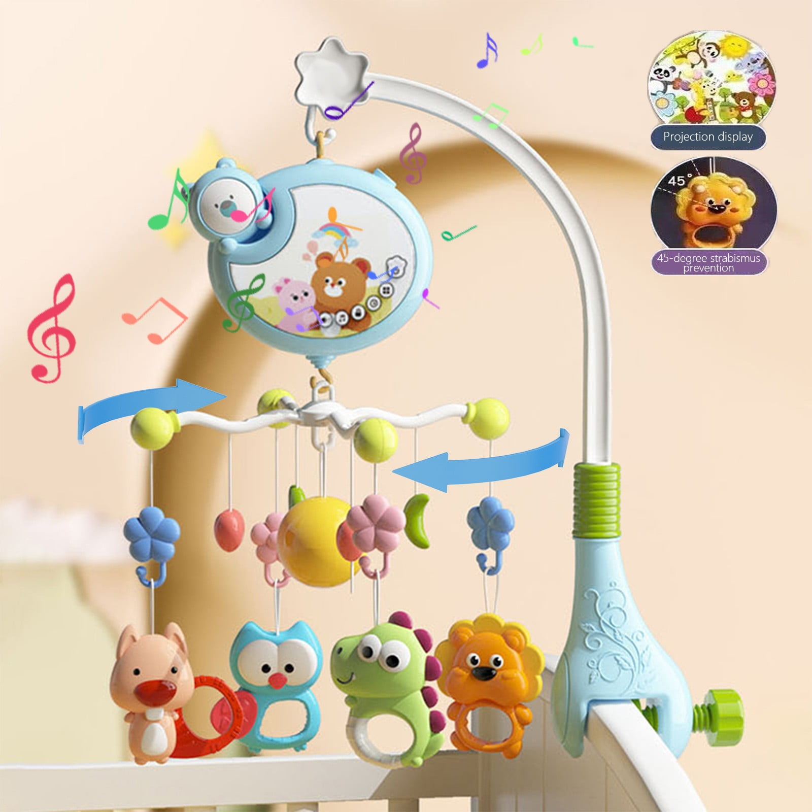 Baby Crib Mobile with Music and Night Lights,Mobile for Crib with ...