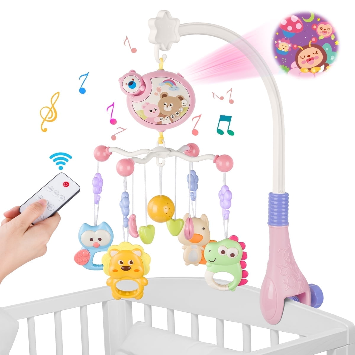XUEYU Baby Crib Mobile with Music and Night Lights, Mobiles for Cribs ...