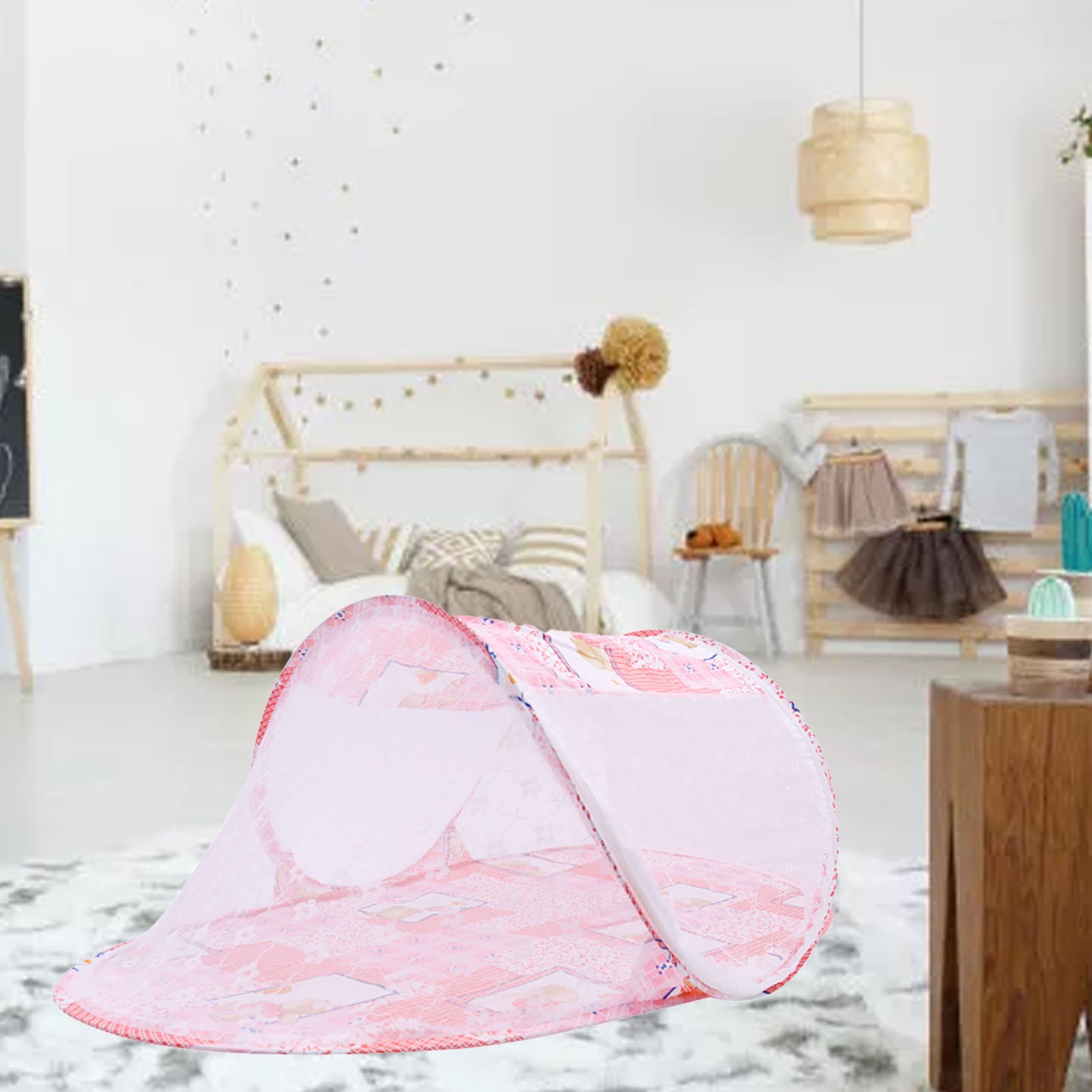 Baby Crib Net Folding Zipper Closure Free Installation Infant Bed Mesh ...