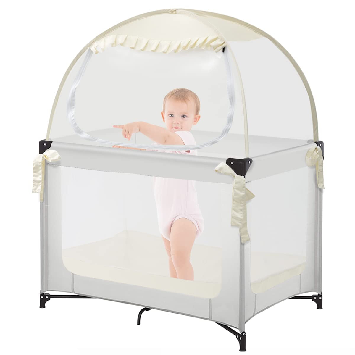 Baby Crib Tent, Pop Up Crib Canopy to Keep Baby from Climbing Out ...