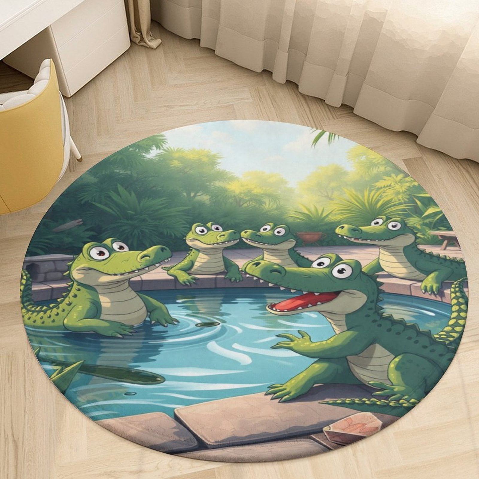 Baby Crocs Swim Pool Round Rugs Non-slip Area Rug for Living Room Bedroom Foot Pad Ration ...