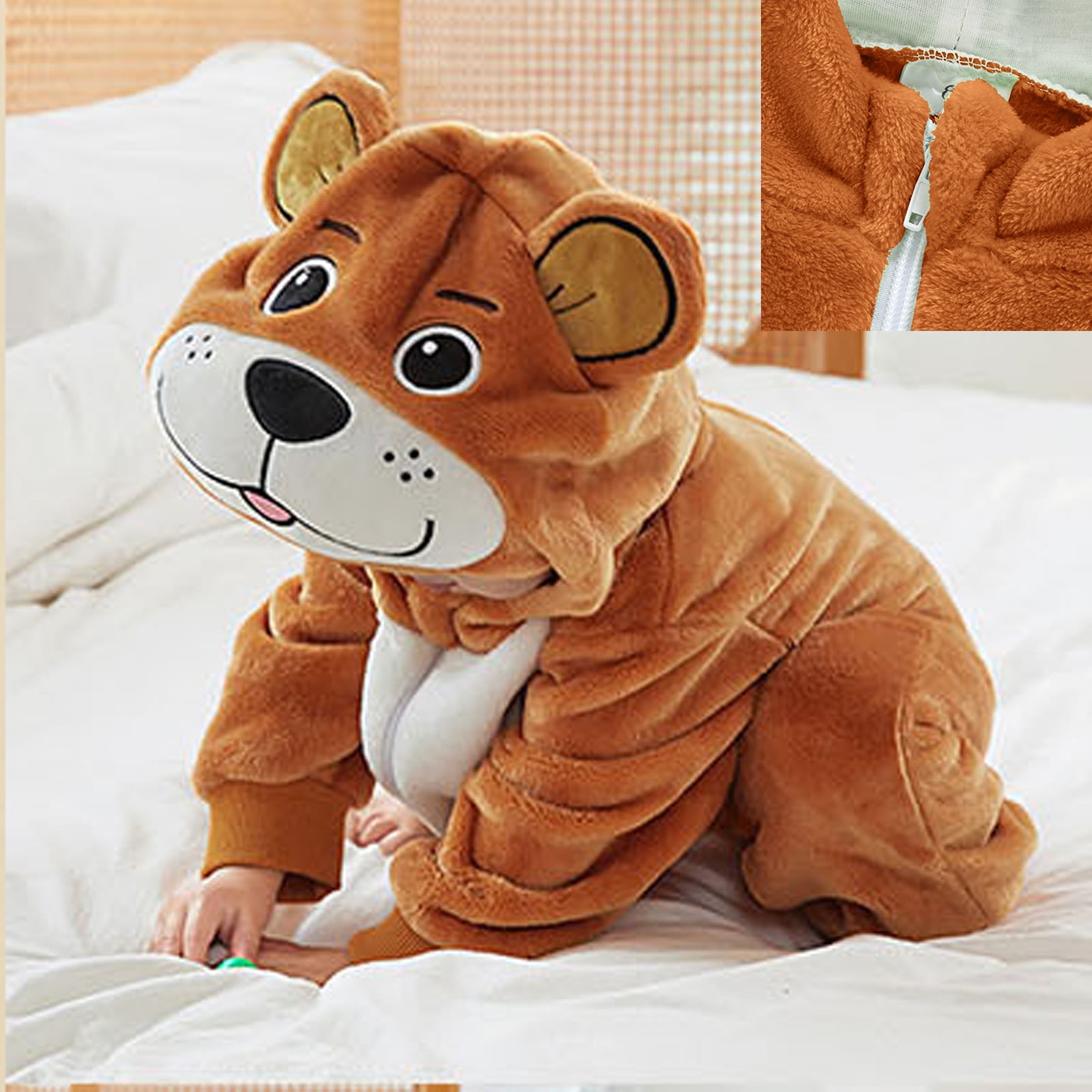 Baby Cute Hooded Jumpsuit Unisex Toddler Animal Outfit Long Sleeve ...