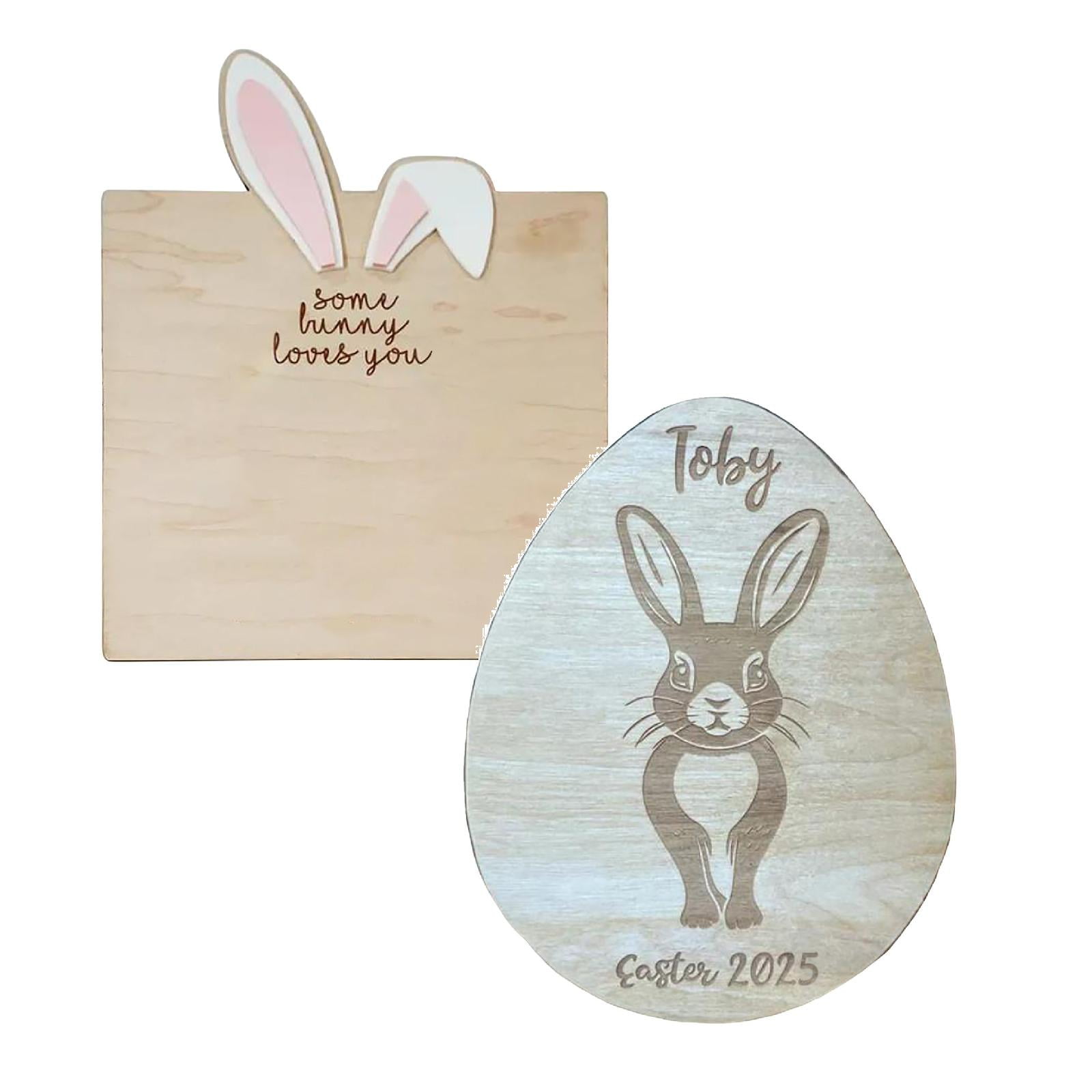 Baby DIY Easter Footprint or Handprint Art Sign Cute Bunny Wooden ...