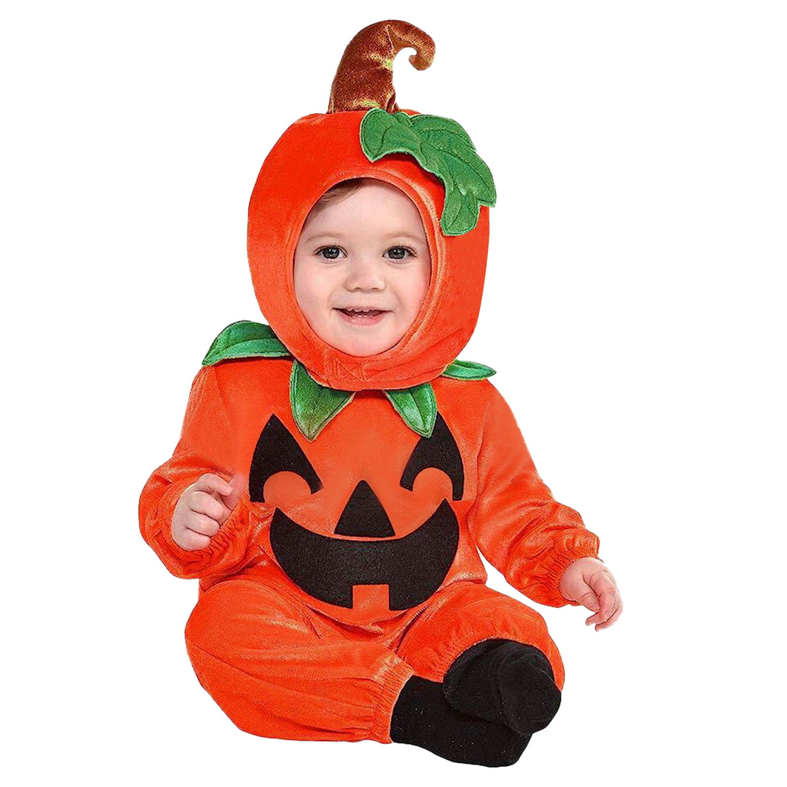 Baby Deals!Halloween Costumes for Baby Boy Girl Long Sleeve Pumpkin Romper Plush Soft Bodysuit ...