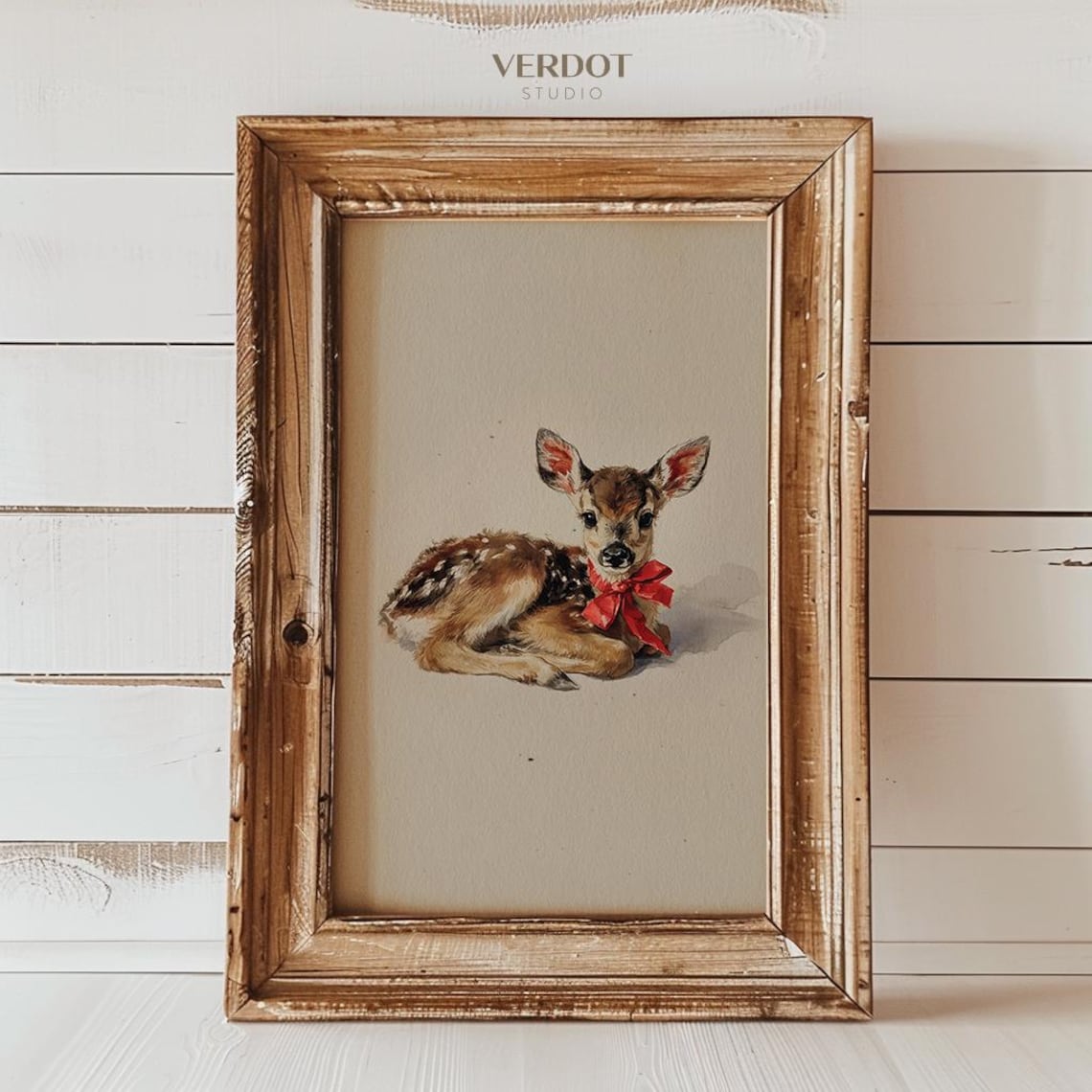 Baby Deer Art Print Neutral Winter Poster Rustic Woodland Winter Wall ...