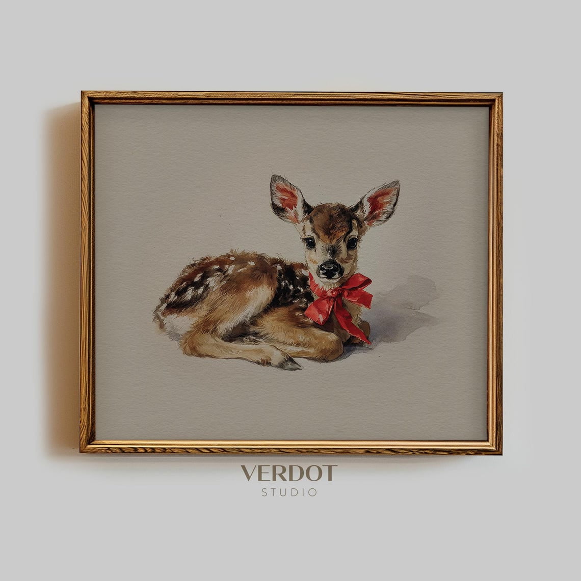 Baby Deer Art Print Neutral Winter Scene Poster Rustic Winter Design ...
