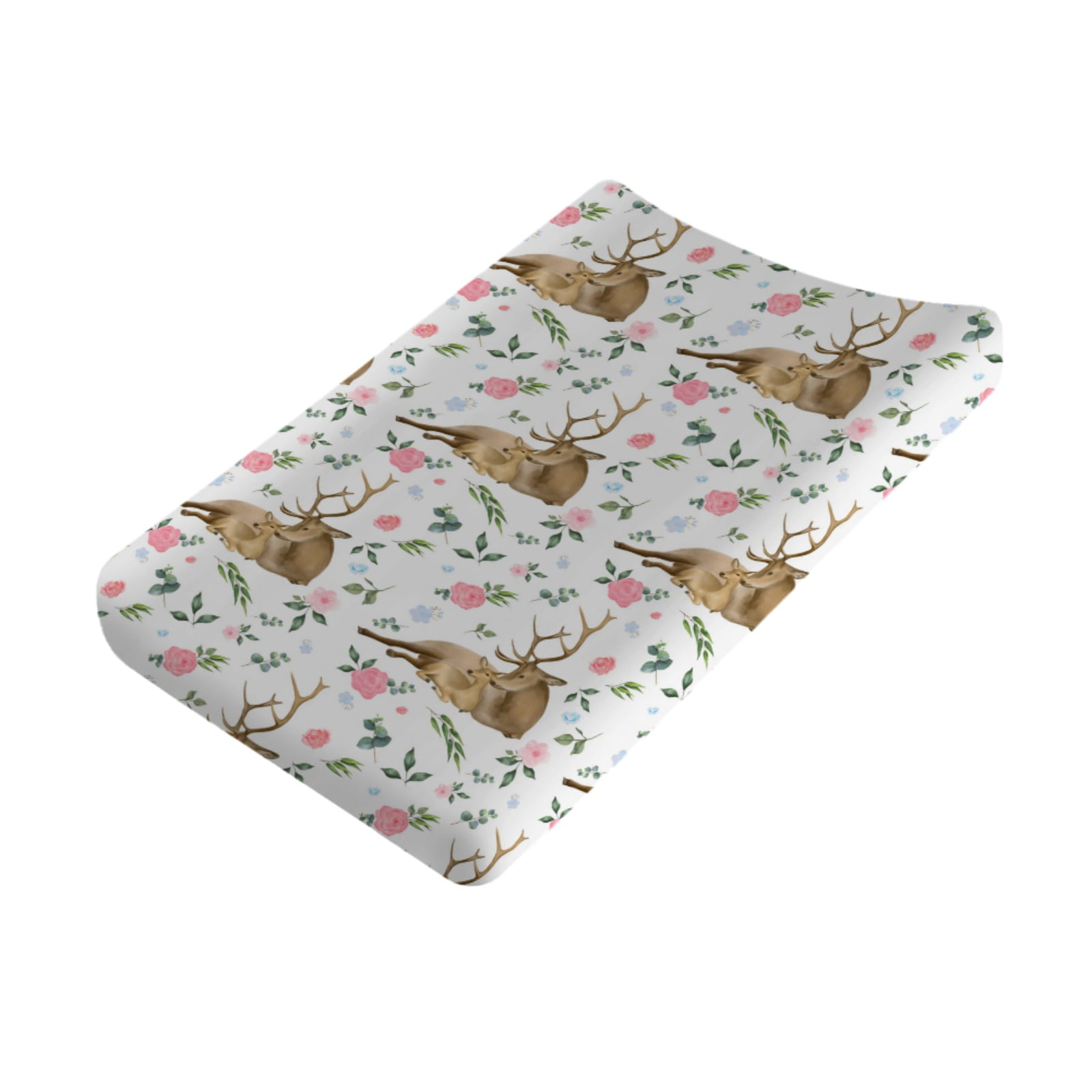 Baby Deer Boho Floral Changing Pad Covers Elk Flowers Leaves Diaper ...