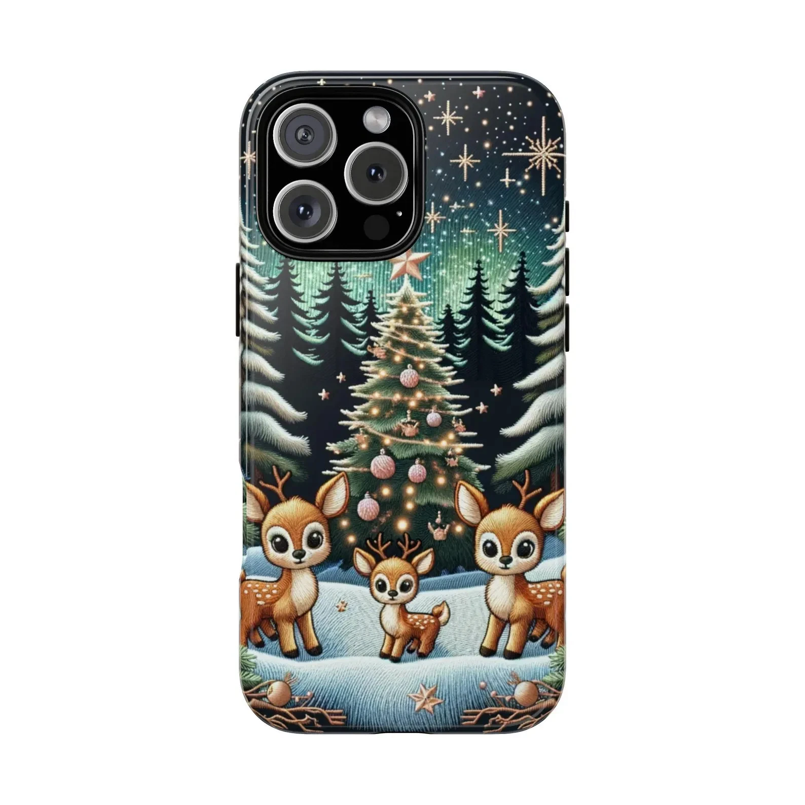 Baby Deer Family Adorable Holiday iPhone Case 17 16 15 14 13 12 11 Pro ...