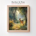 Baby Deer At Forest Edge Wall Art Woodland Fawn Scene In Rustic Oil ...