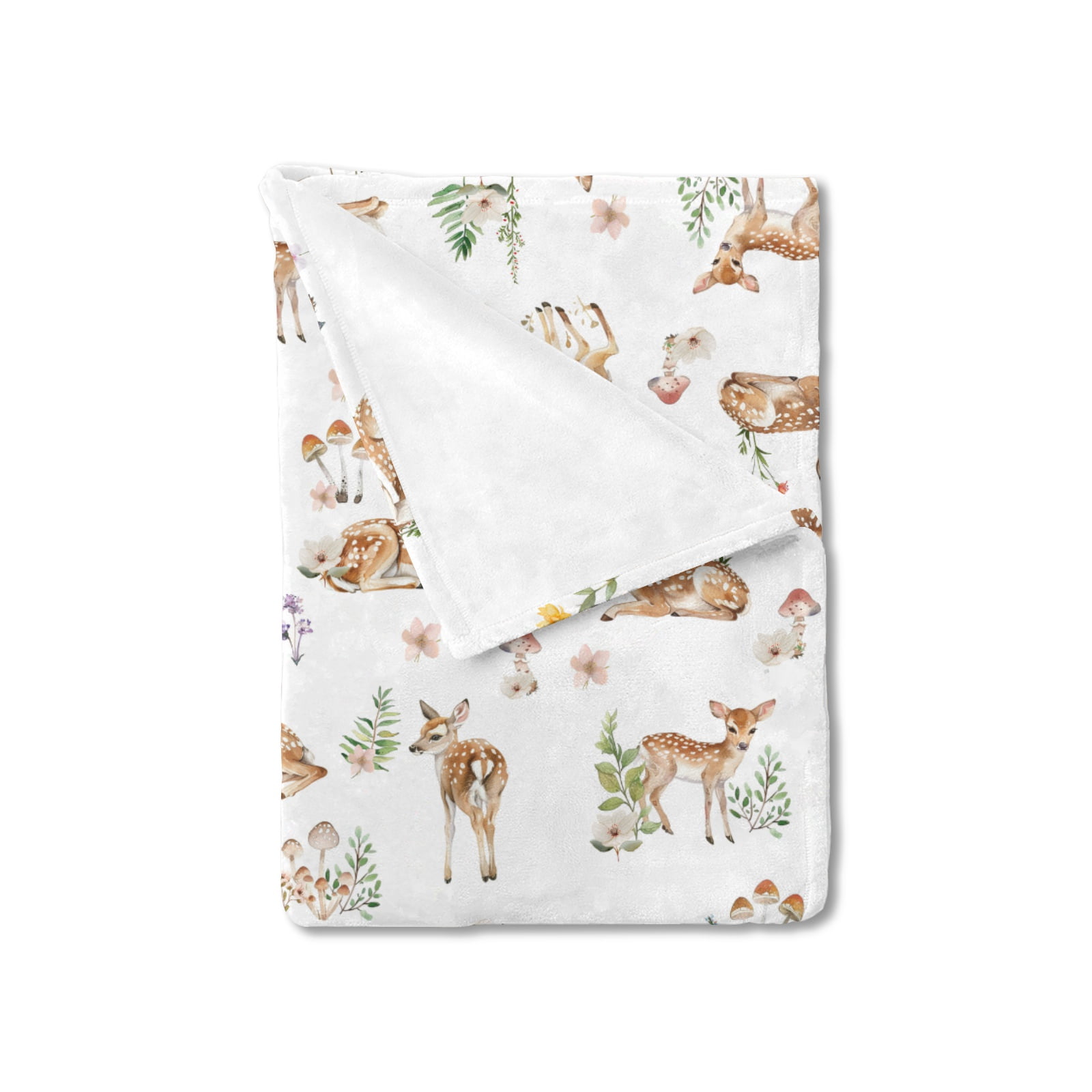 Baby Deer Mushroom Forest Blanket for Girl Boy Woodland Animals Flowers ...