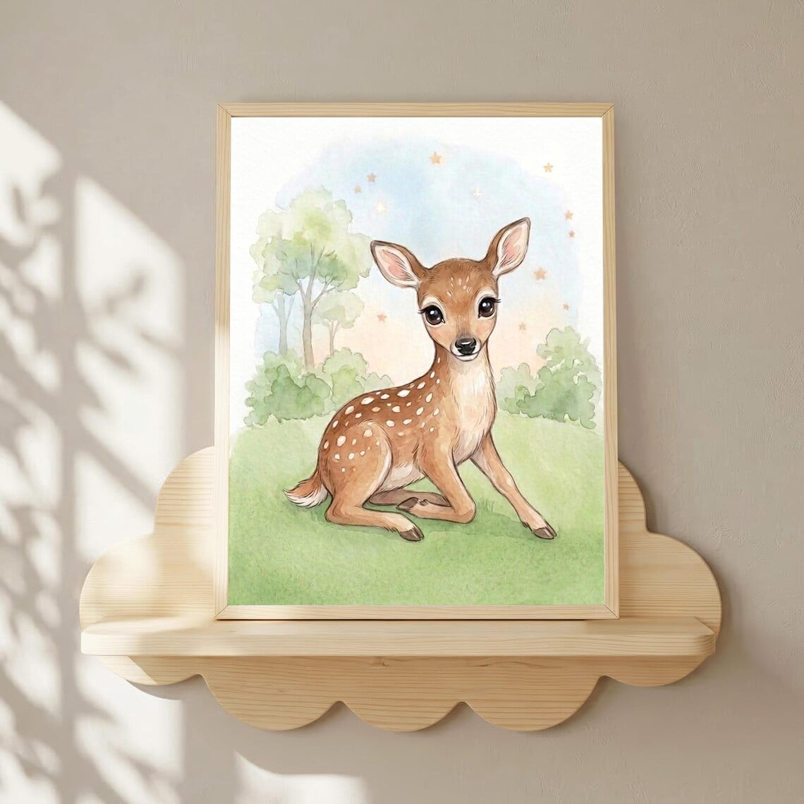 Baby Deer Print, Woodland Nursery Wall Art, Unframed Paper Poster ...