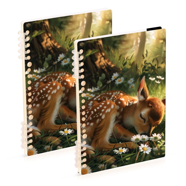 Baby Deer Ring Binder Notebook Journey Note Diary College Ruled Spiral ...