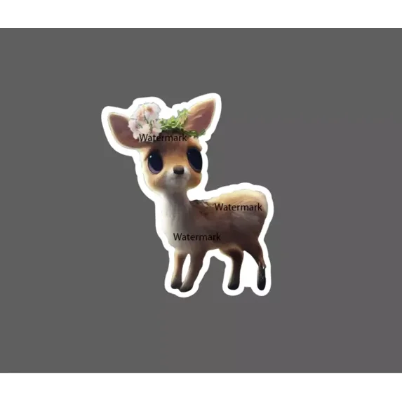 Baby Deer Sticker Cute Fawn Flowers Sticker Phone Decal Water Bottle ...