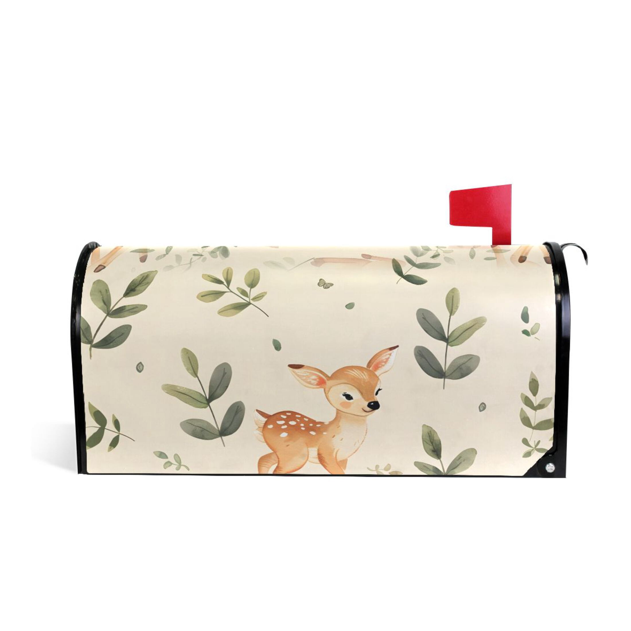 Baby Deer and Leaves Magnetic Mailbox Covers 21" X 18" Post Letter Box ...