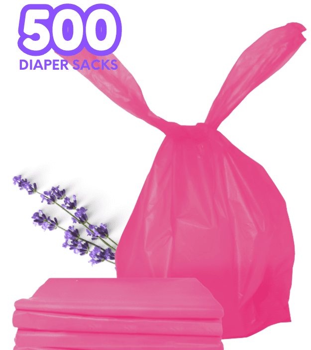 Baby Diaper Bag Disposable (500 Count, Pink) Fresh Lavender Scented ...