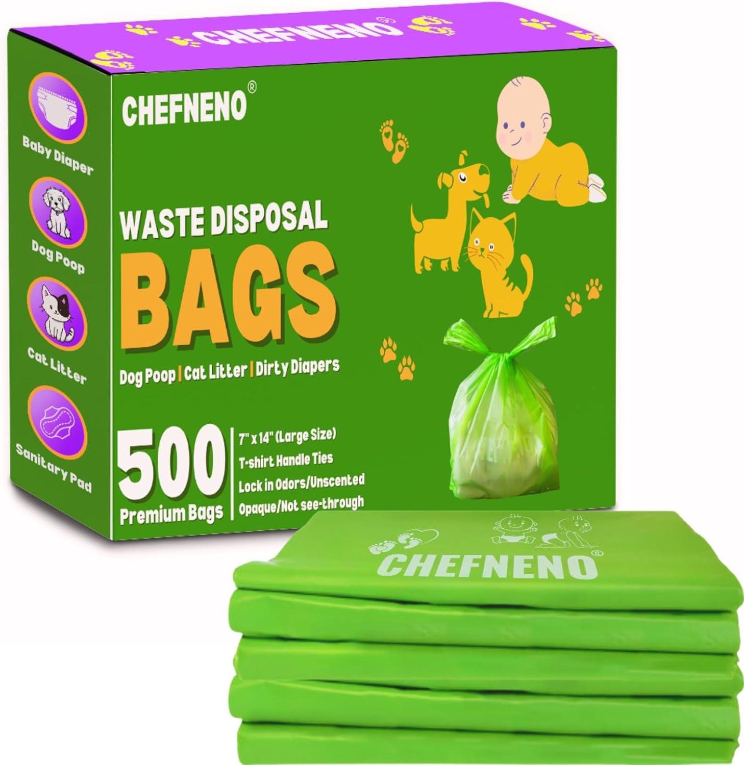 Baby Diaper Bag Disposable Biodegradable Unscented Easy Tie Handles ...