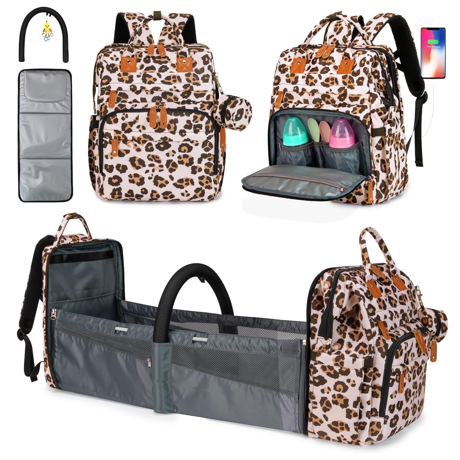 KABAQOO Diaper Bag Backpack with Detachable Changing Station, Large ...