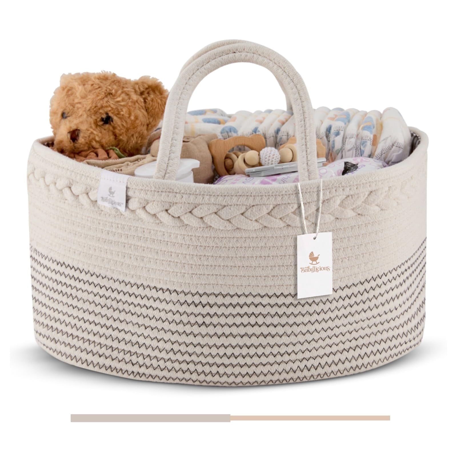 Baby Diaper Caddy Organizer | Large Cotton Rope Organizer for Wipes ...