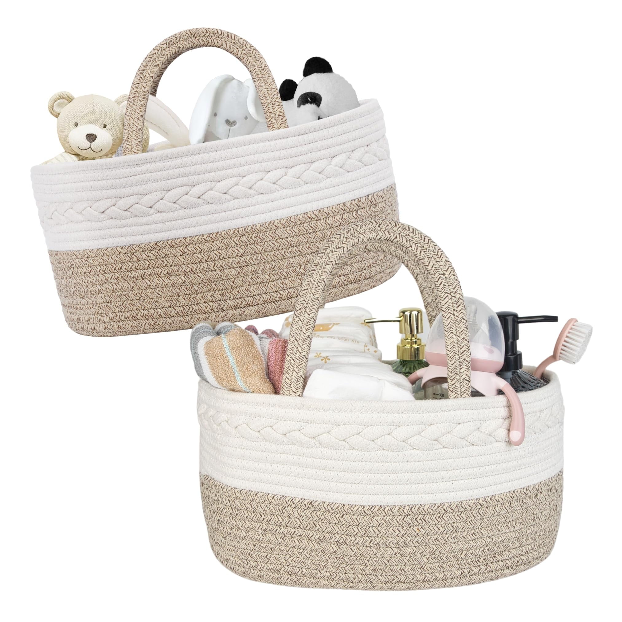 Baby Diaper Caddy Girl Boy Organizer Small Woven Baskets With Handle ...