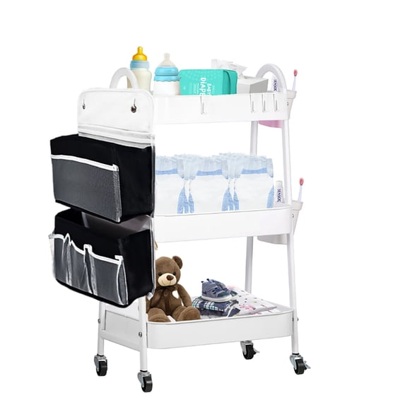 Baby Diaper Caddy Organizer Cart Metal rolling cart,3 Tier Rolling ...